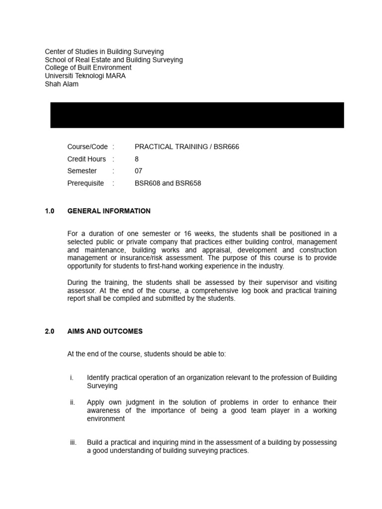 Practical Training Brief (Student Copy) (4) | PDF