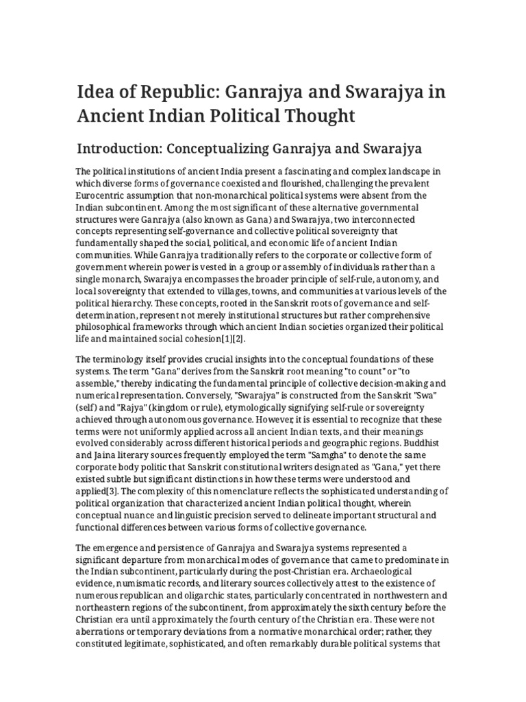 Ganrajya and Swarajya: Ancient Indian Governance | PDF | Guild | Autonomy