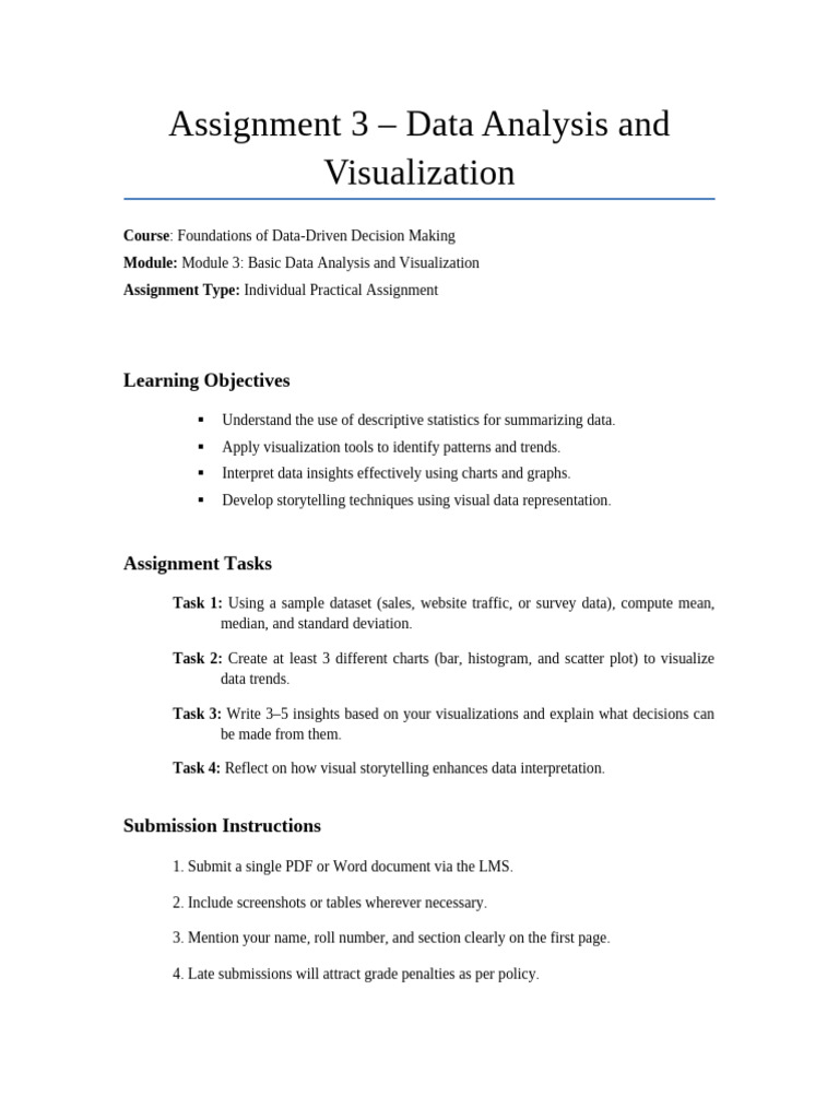 Data Analysis and Visualization Assignment | PDF