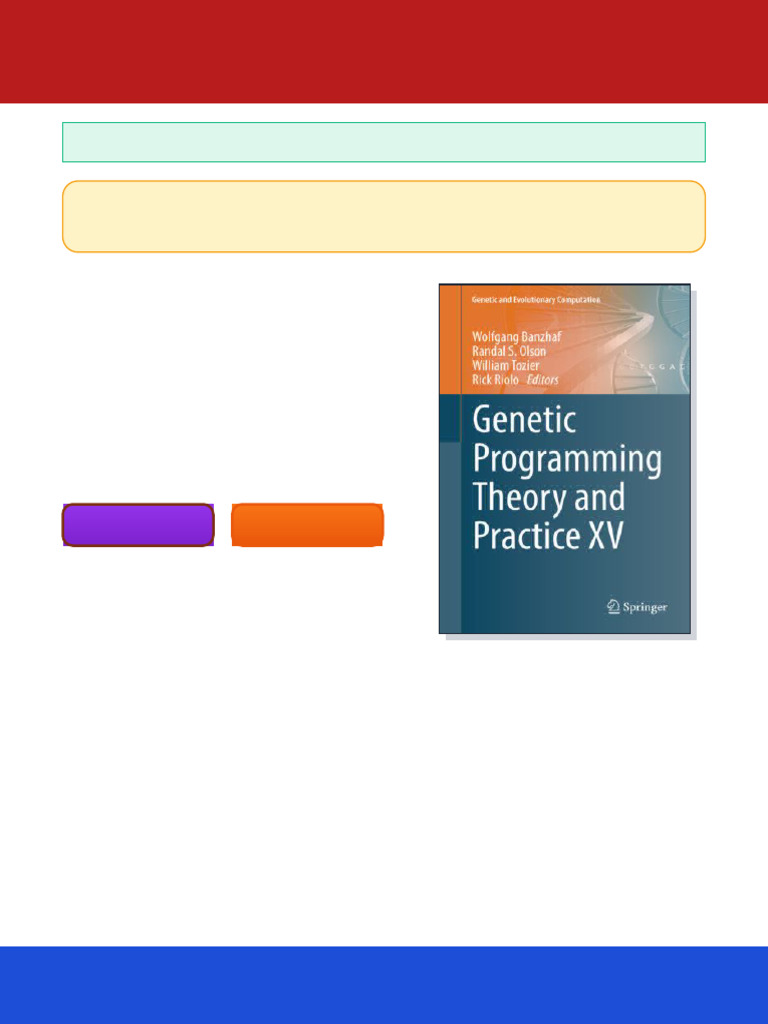 Genetic Programming Theory and Practice XV Wolfgang Banzhaf ebook ...