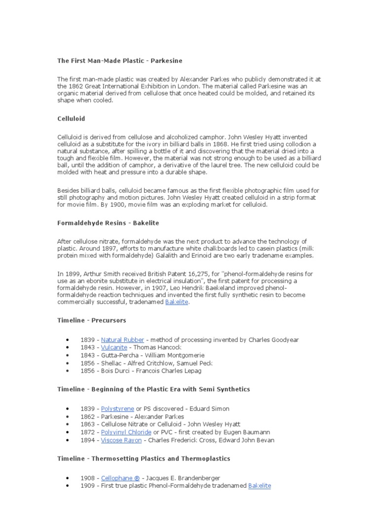 A Brief History of Plastics | PDF | Polyethylene | Plastic