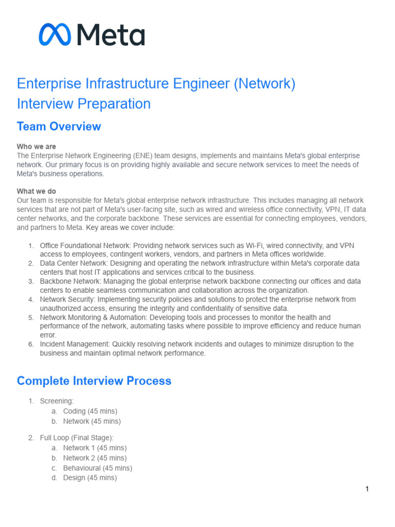 Enterprise Network Engineer - Interview Prep | PDF | Computer Network ...