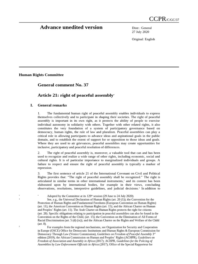 Understanding the Right to Peaceful Assembly | PDF | Human Rights ...