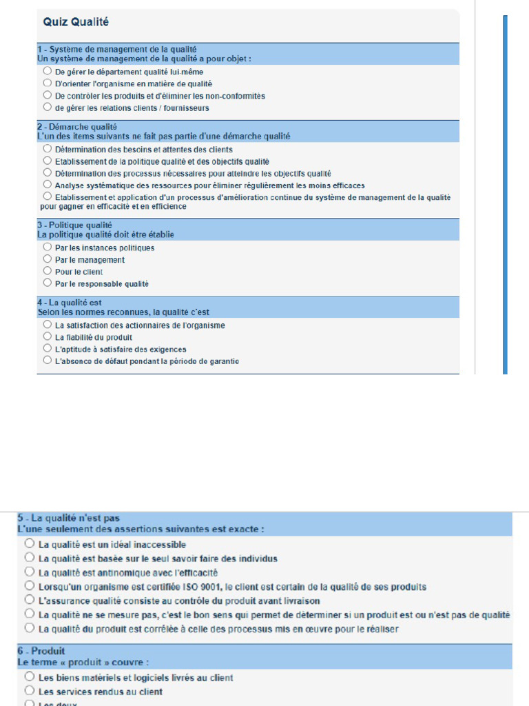 QCM Qualité | PDF