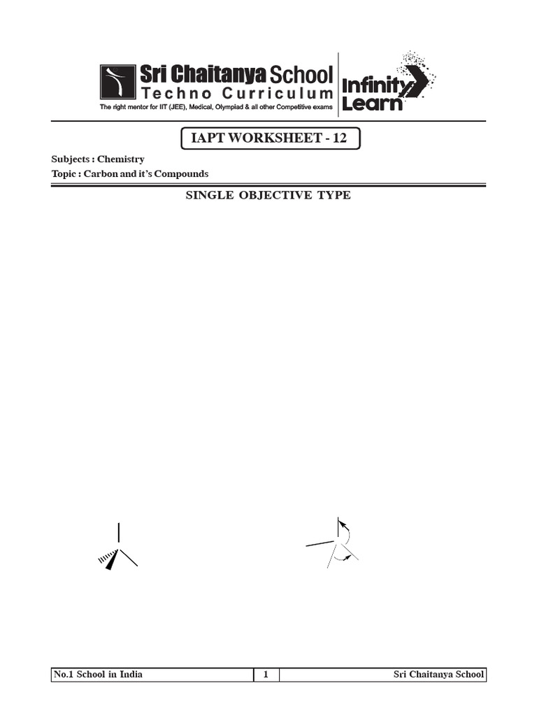 IAPT Chemistry Worksheet - 12 | PDF | Carbon | Molecules