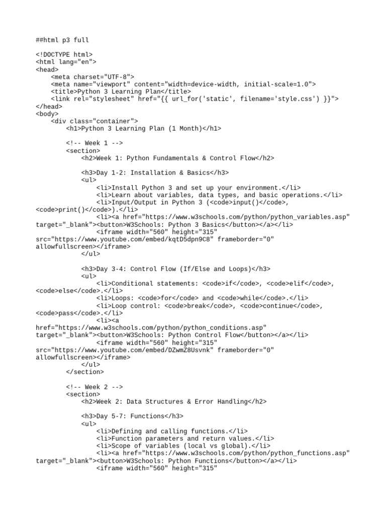 ##HTML p3 Full | PDF | Python (Programming Language) | Object Oriented ...