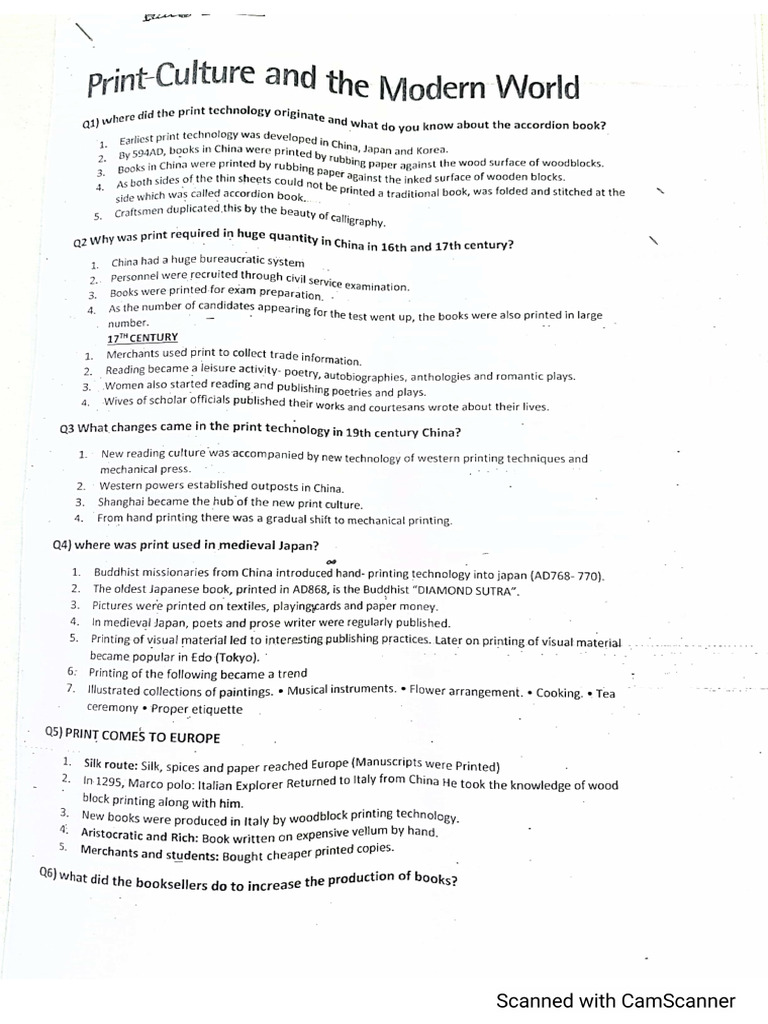 Print Culture Notes Class 10 | PDF