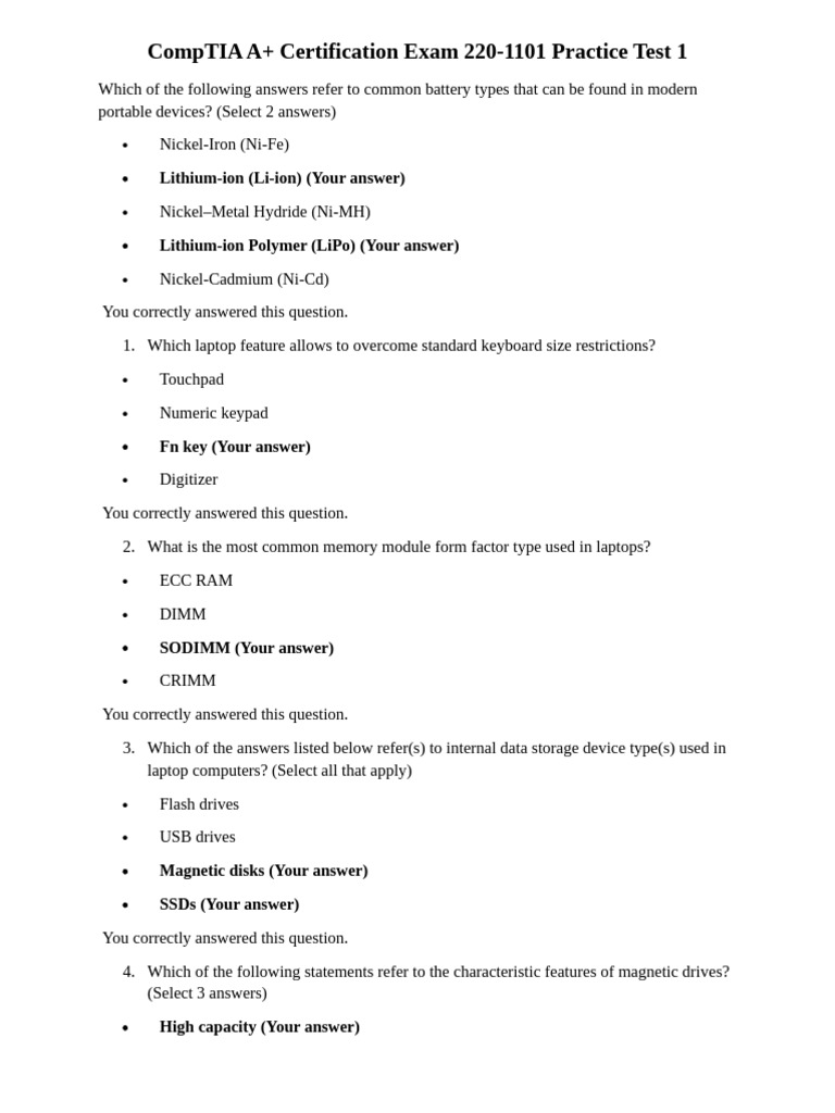 CompTIA A+ 220-1101 Laptop Practice Test | PDF | Computer Monitor ...