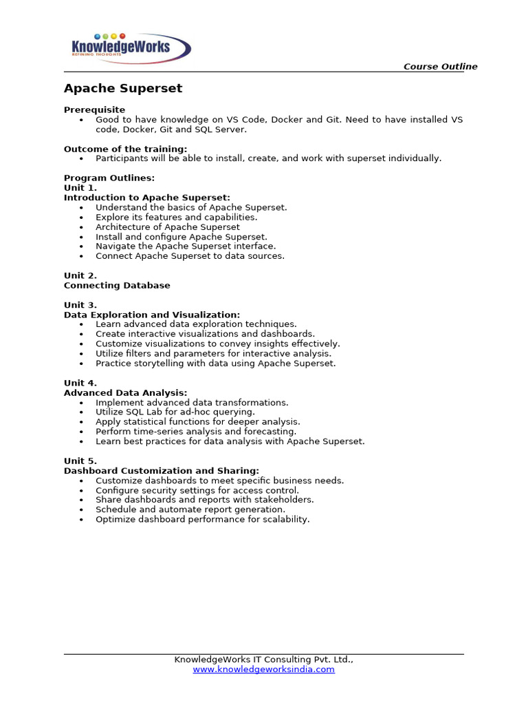 Apache Superset Training Course Outline | PDF