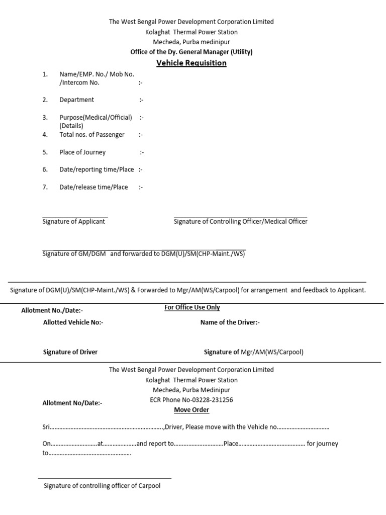 New Form - Car Requisition | PDF