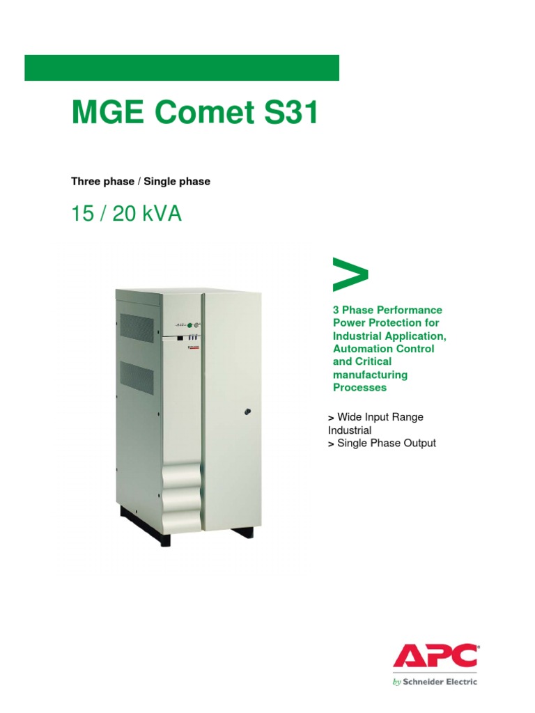 MGE Comet S31: Three Phase / Single Phase | PDF | Power Supply ...
