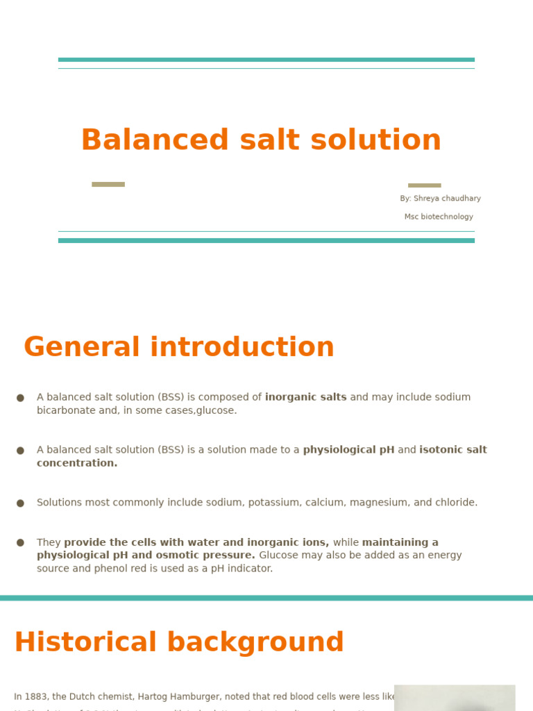 Understanding Balanced Salt Solutions | PDF | Phosphate Buffered Saline ...