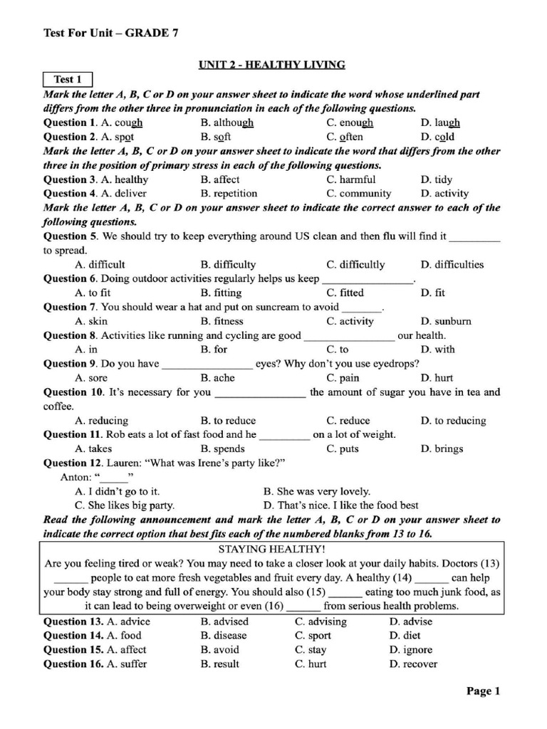Unit 2 - Test 1 | PDF