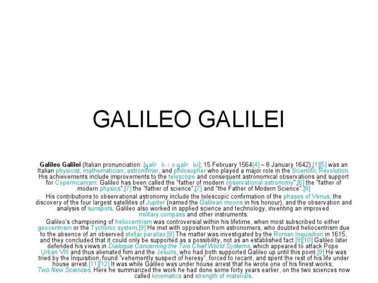 Galileo Galilei: Father of Modern Science | PDF