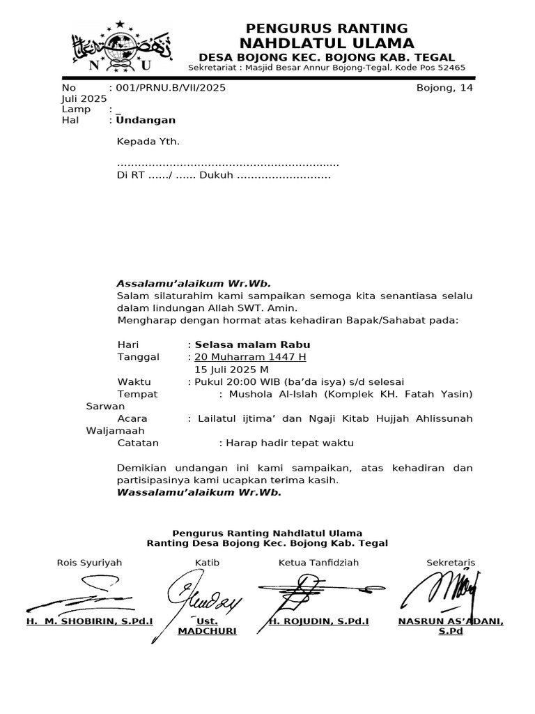 Undangan Ranting Bojong | PDF