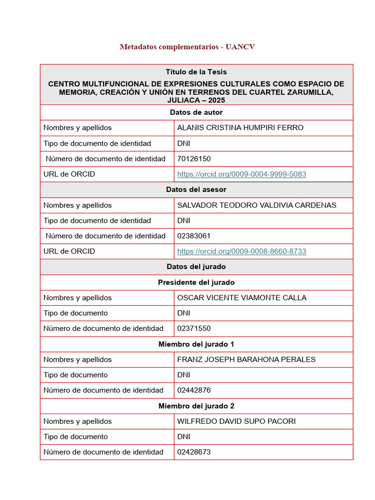 Meta Datos ARQUITECTURA 1 | PDF