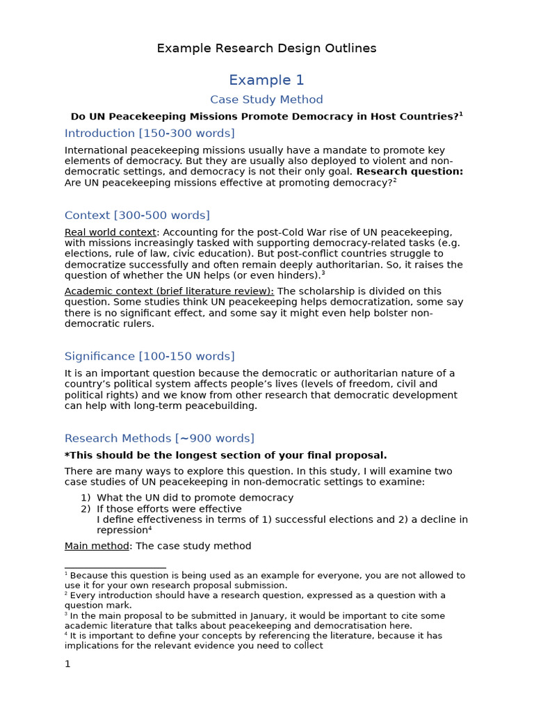 Example Outlines - Do UN Peacekeeping Missions Promote Democracy in ...