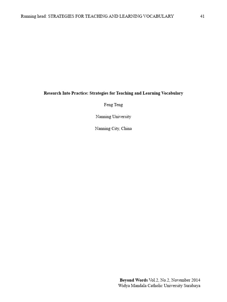 Research Into Practice Strategies For Te | PDF | Vocabulary | English ...
