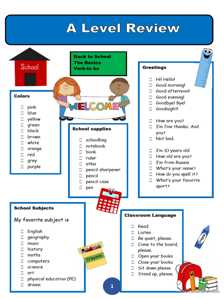 Back to School English Basics Guide | PDF | Spanish Language ...