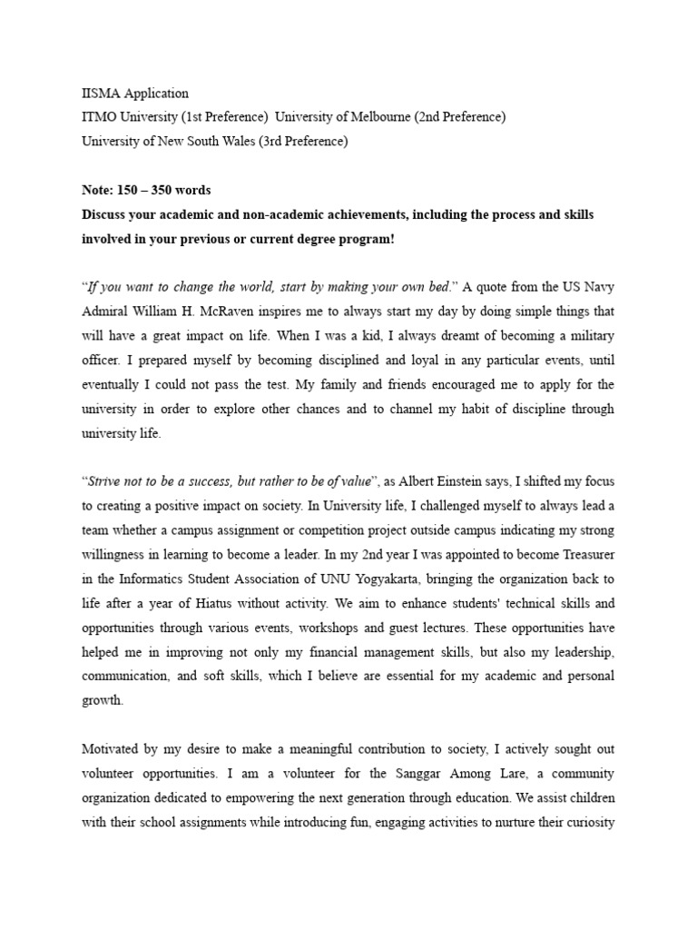 [Fauzan Arisanto] IISMA 2025 Application Essay | PDF | Mental Health ...