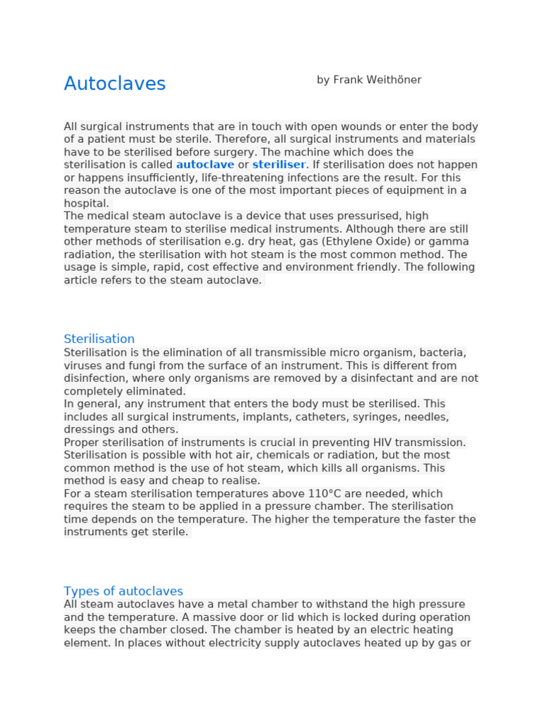 Autoclaves | PDF | Sterilization (Microbiology) | Calibration