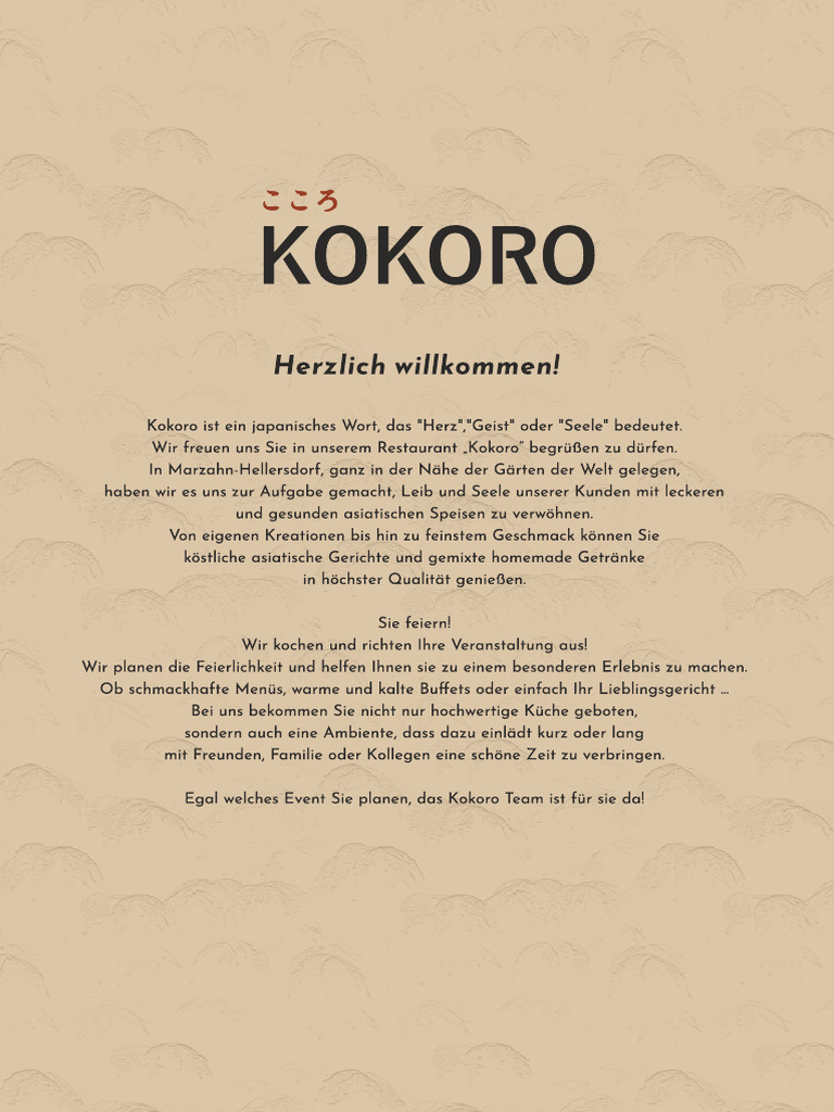 Kokoro Menu | PDF