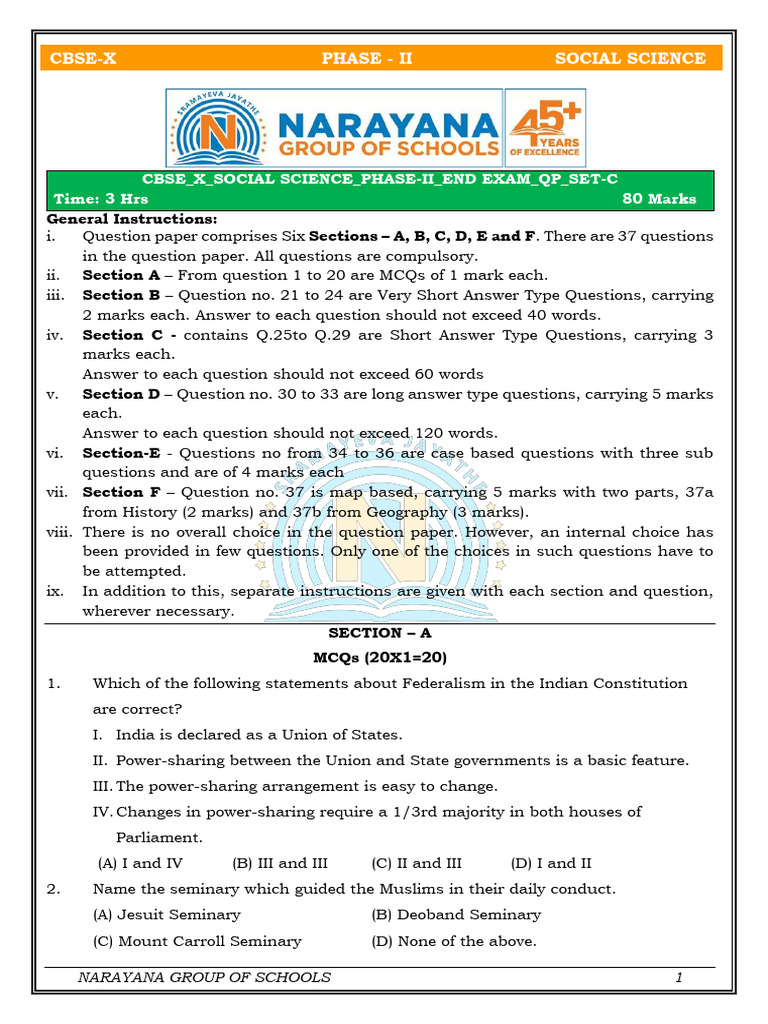 CBSE Class 10 Social Science Exam QP Set-C | PDF | Loans | Banks