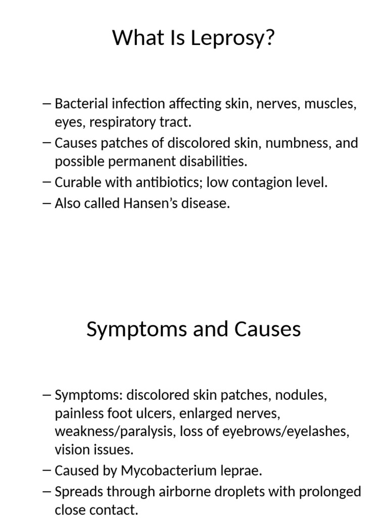 Leprosy Overview Presentation | PDF
