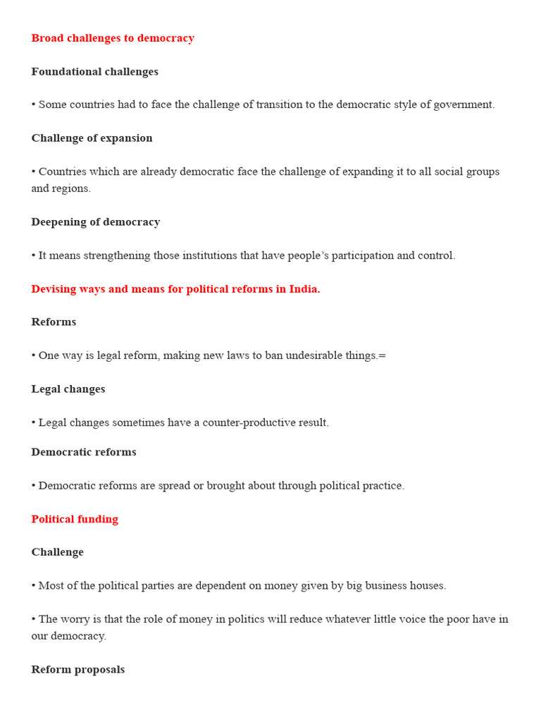 Challenges and Reforms in Democracy | PDF