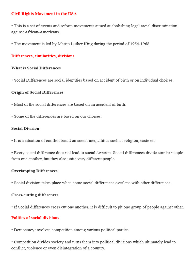 Democracy and Diversity Class 10 Notes Civics | PDF