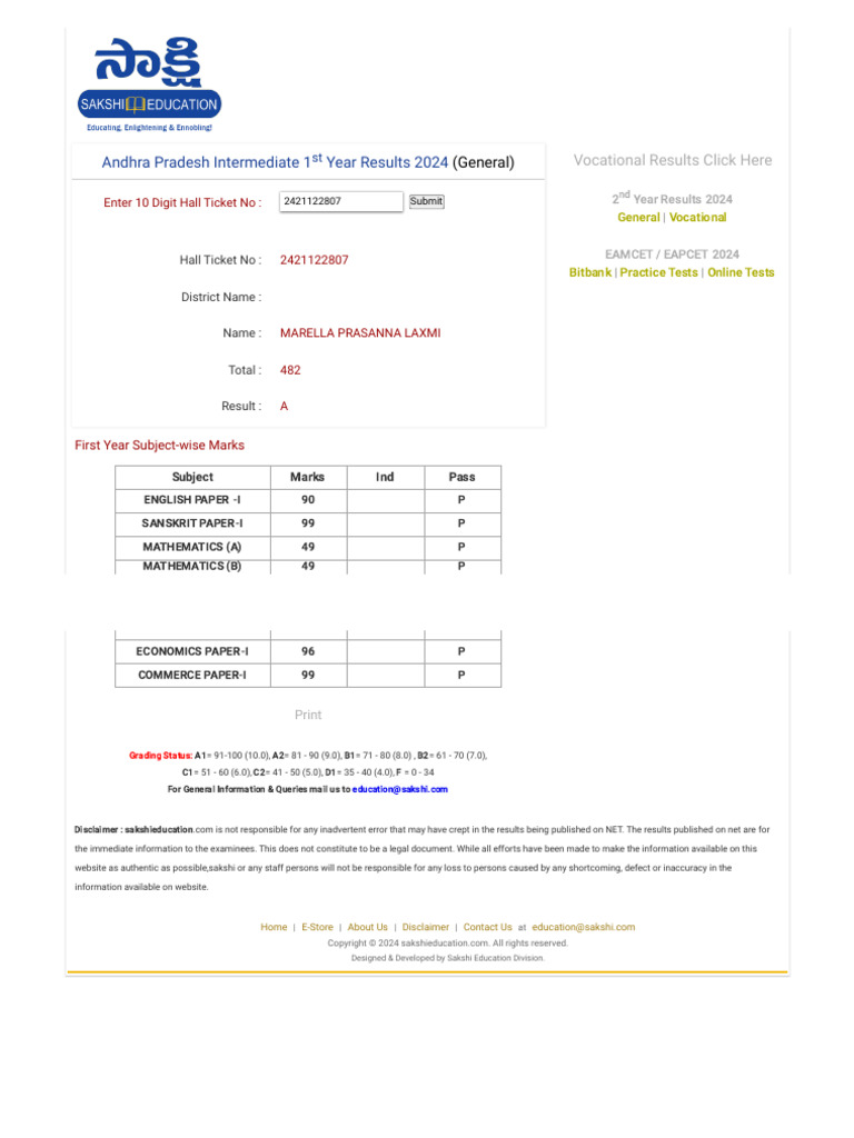 AP Intermediate 1st Year Results 2024 _ Andhra Pradesh Jr Inter Results ...