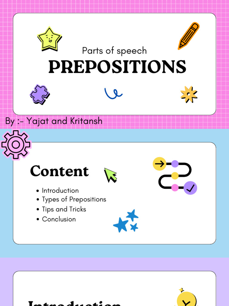 Parts of Speech Prepositions Presentation in Colorful Cute Style PDF ...