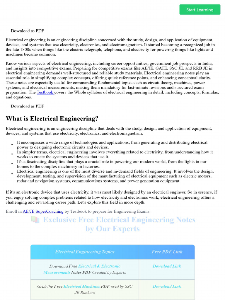 Electrical Engineering Notes, Download Study Material Notes PDF For AE ...