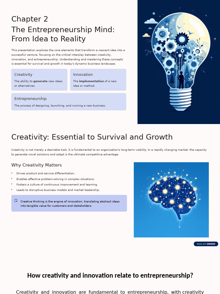 Chapter 2 Entrepreneurship | PDF | Creativity | Entrepreneurship