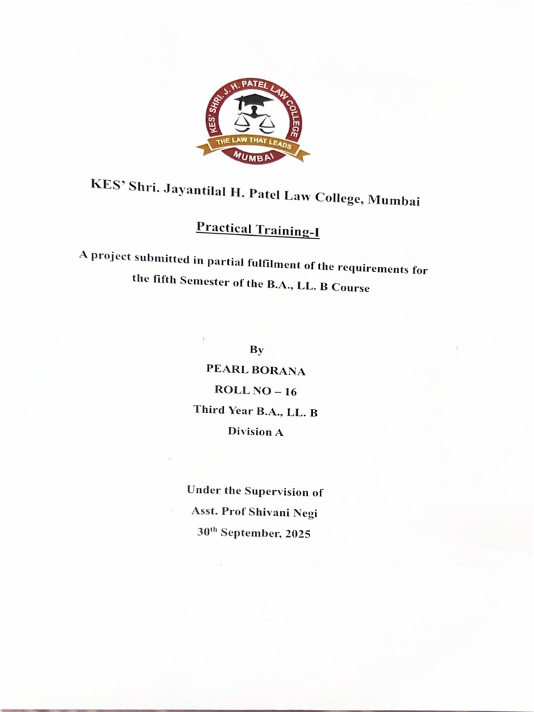 Practical Training Cover Page | PDF