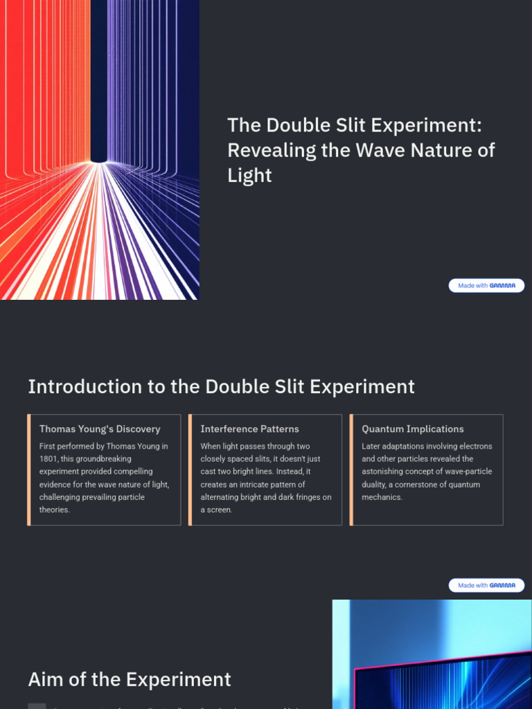 The Double Slit Experiment Revealing The Wave Nature of Light | PDF ...