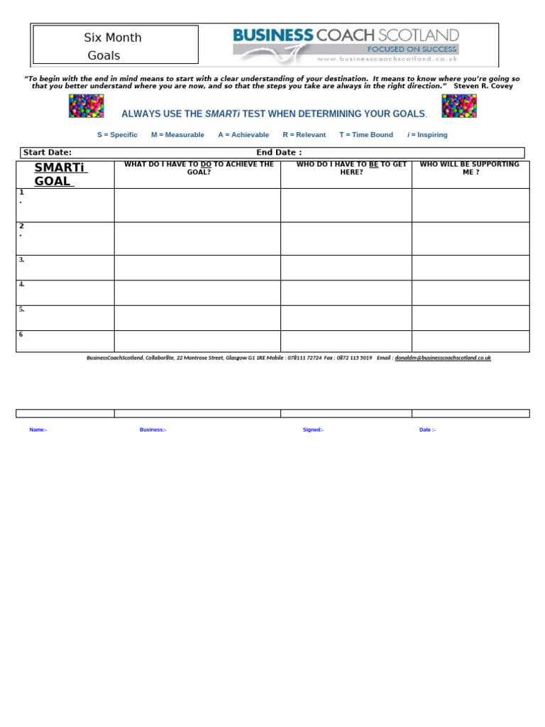 BCS 6 Month Goals - 2025-26 | PDF