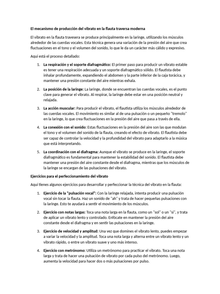 El Mecanismo de Producción Del Vibrato en La Flauta Traversa Moderna ...