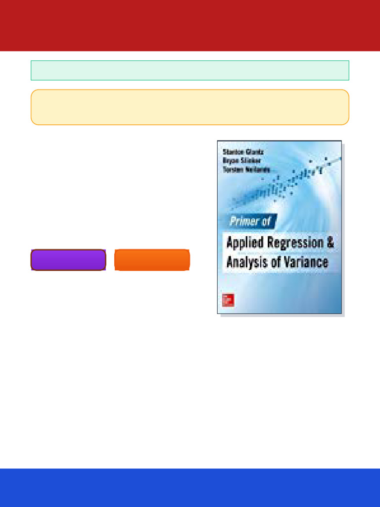 Primer of Applied Regression & Analysis of Variance 3rd edition Edition Stanton A. Glantz ebook ...