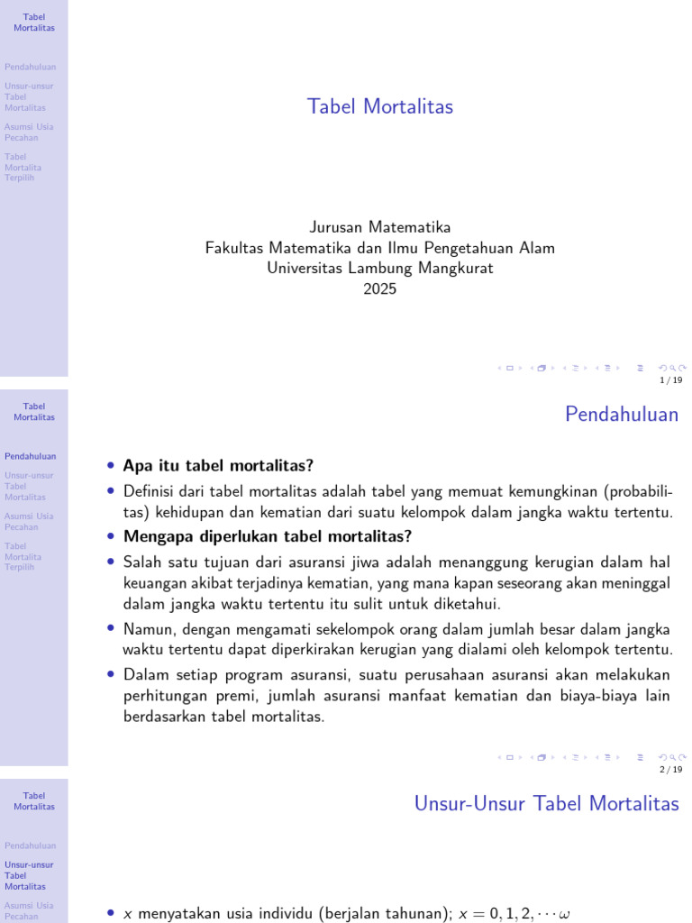 Panduan Tabel Mortalitas Asuransi | PDF