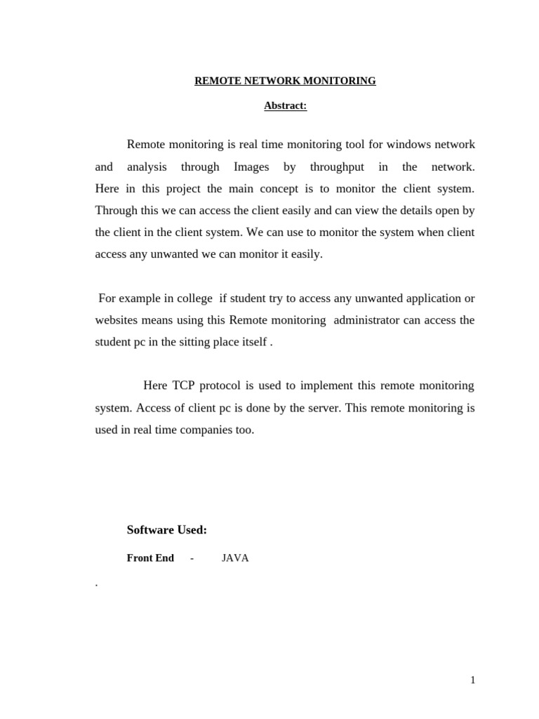 REMOTE ADMINISTRATION AND NETWORK MONITOR | PDF | Java (Programming ...