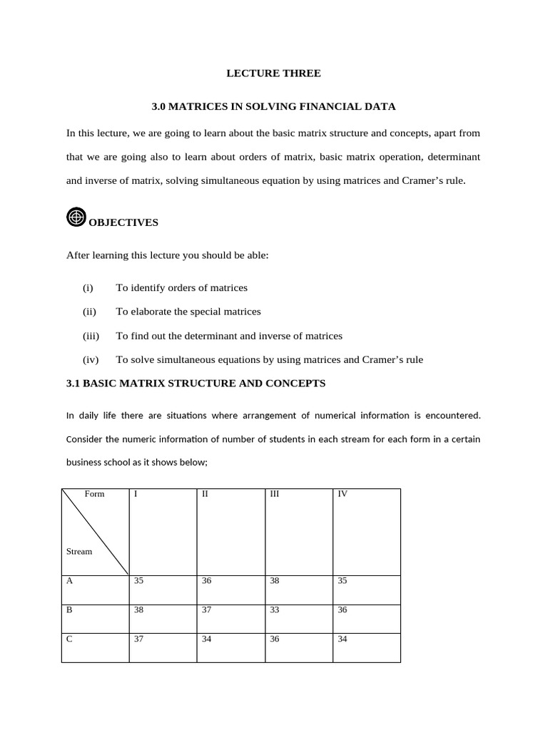 Topic Three - Afac 05102 (1) Matrices in Solving Financial Data | PDF ...