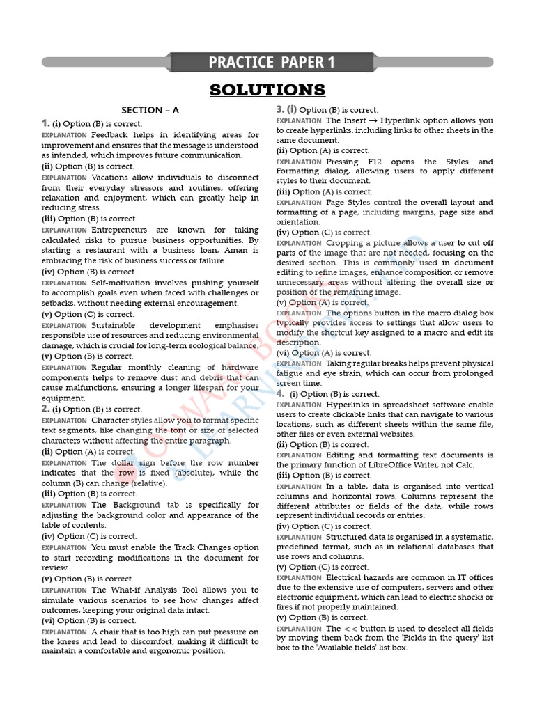 It Practice Paper Sol | PDF | Hyperlink | Spreadsheet