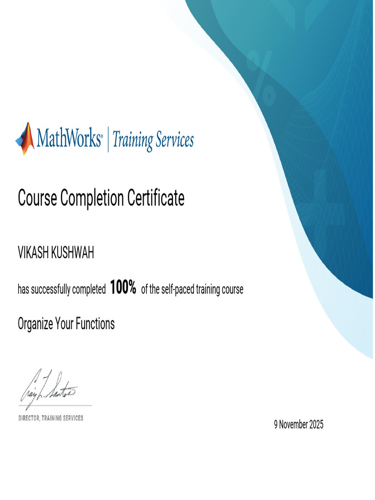 Course Completion Certificate: Organize Your Functions | PDF