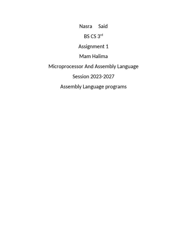 Assembly Language Programming Basics | PDF | Assembly Language ...