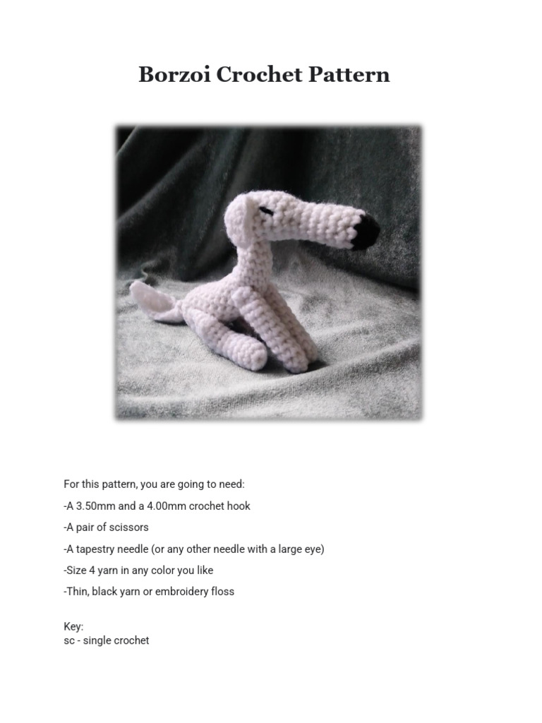 Borzoi Crochet Pattern | PDF | Crochet | Yarn