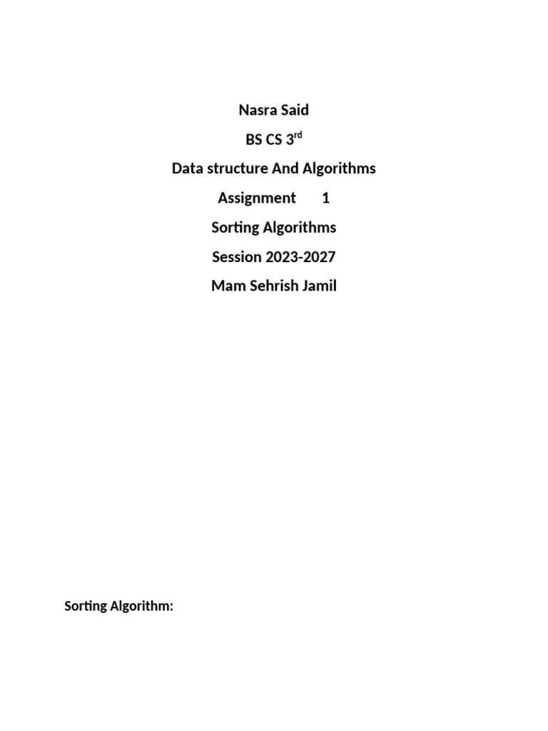 sorting algorithms | PDF | Algorithms | Algorithms And Data Structures