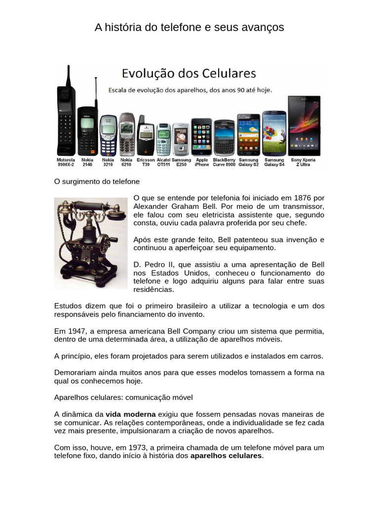 A História Do Telefone e Seus Avanços | PDF | Telefone | Celulares