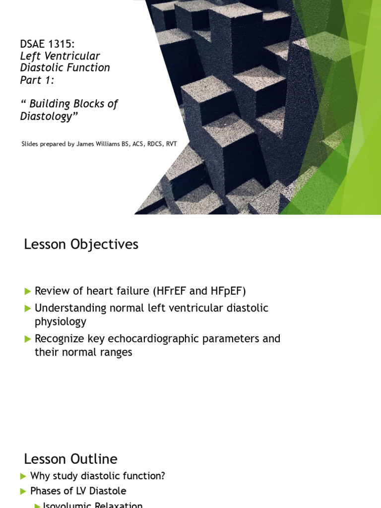 L5 DSAE 1315 LV Diastolic Function I | PDF | Diastole | Ventricle (Heart)