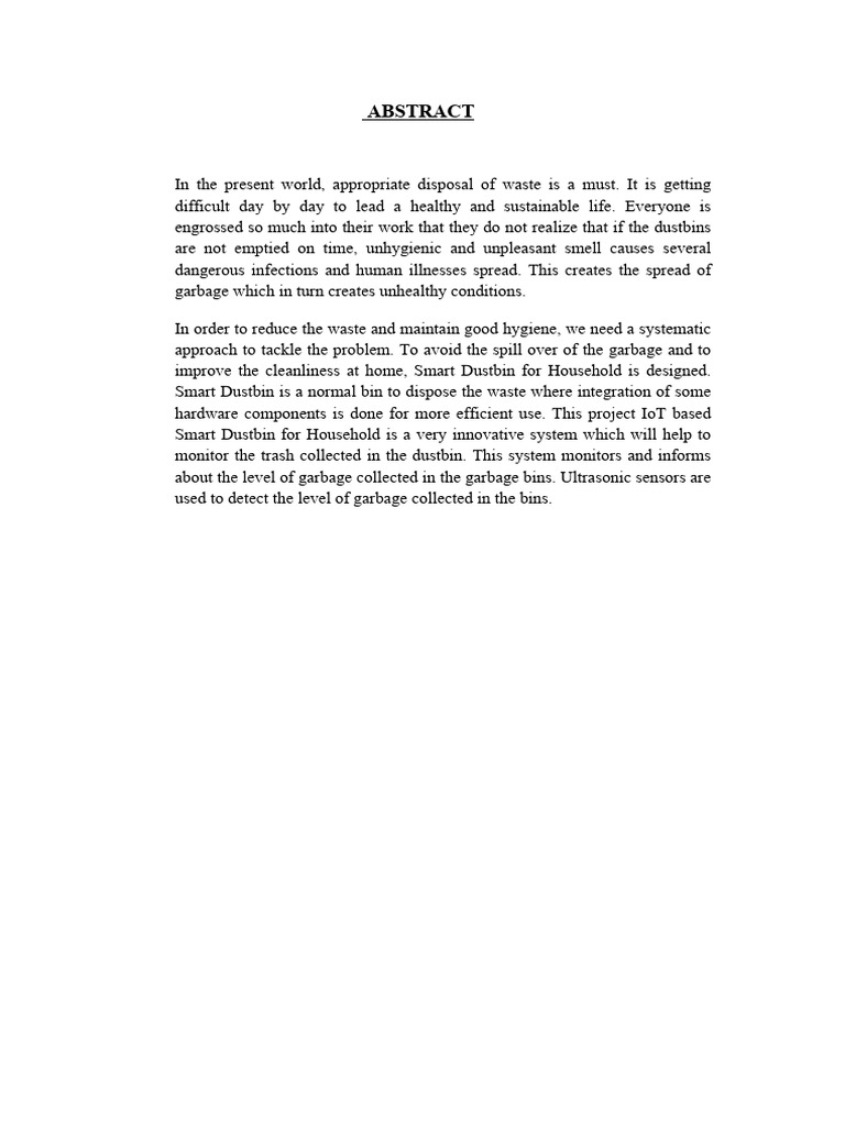 Smart Dustbin For Household Using Internet of Things (Iot) | PDF ...